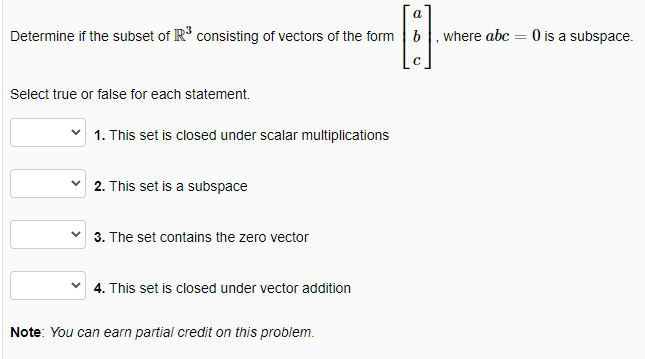Solved a Determine if the subset of R3 consisting of vectors | Chegg.com