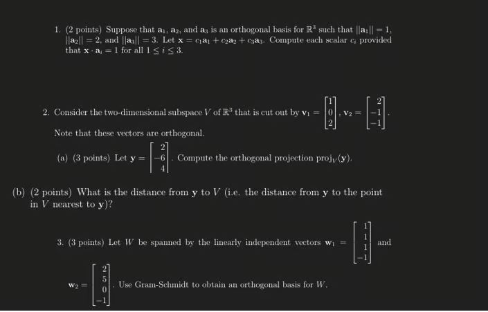 Solved (2 ﻿points) ﻿Suppose that a1,a2, ﻿and a3 ﻿is an | Chegg.com
