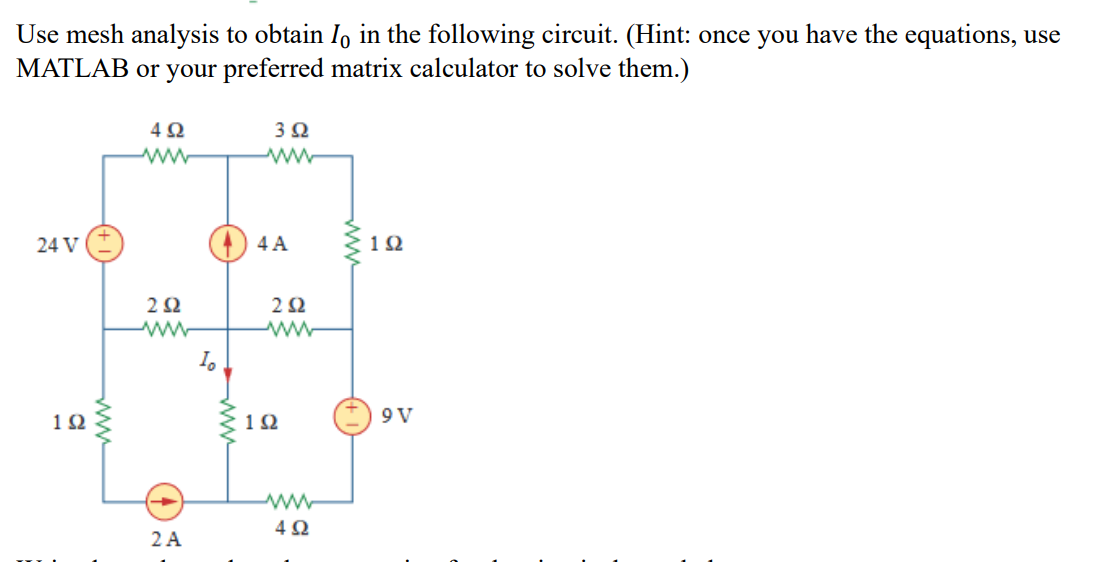 Solved Use mesh analysis to obtain I0 ﻿in the following | Chegg.com