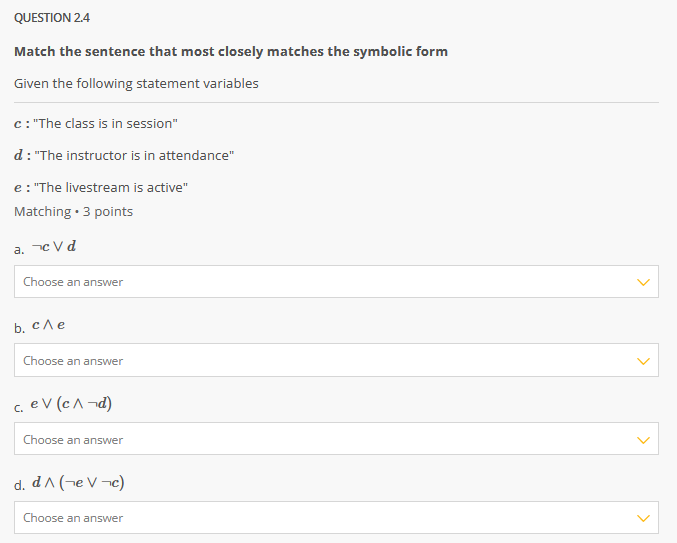Solved QUESTION 2.4Match the sentence that most closely | Chegg.com