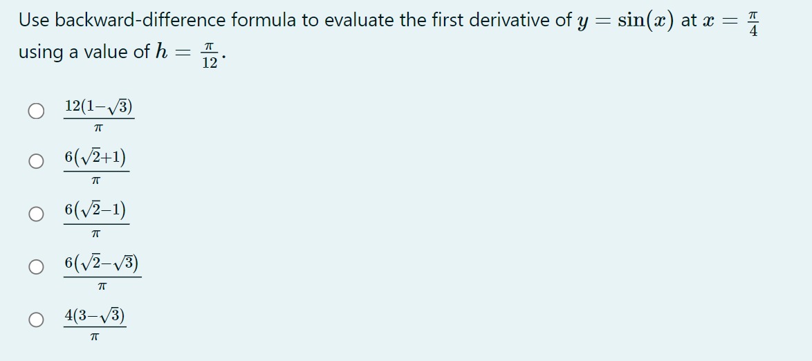 Solved Use backward-difference formula to evaluate the first | Chegg.com