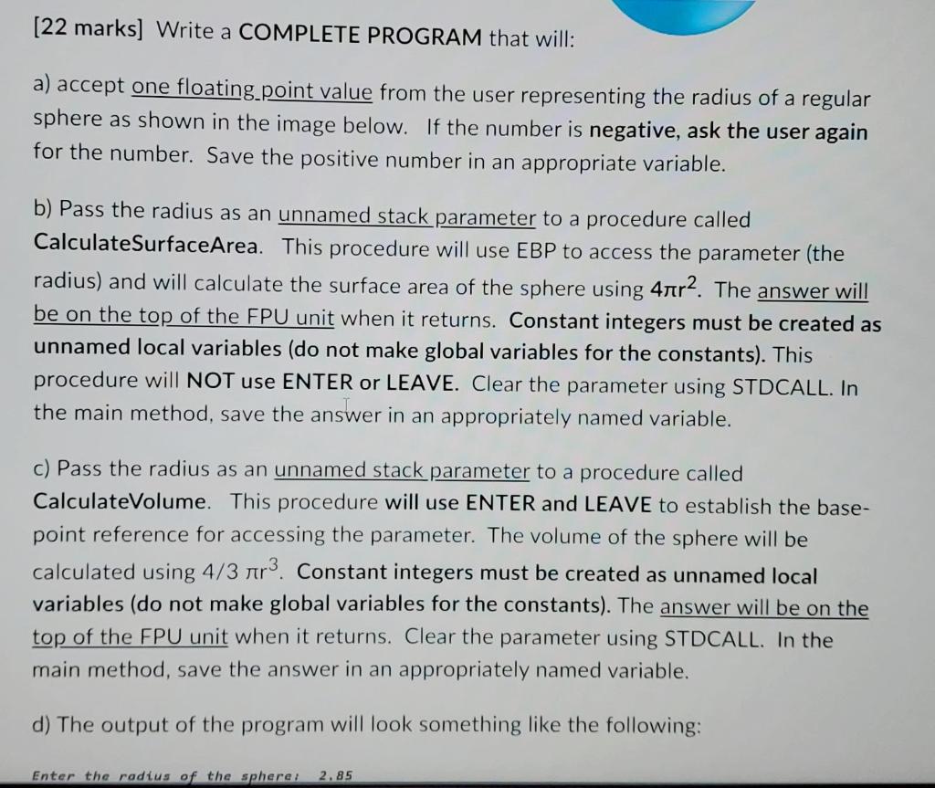 Solved [22 marks] Write a COMPLETE PROGRAM that will: a) | Chegg.com