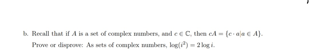 Solved b. ﻿Recall that if A is ﻿a set of ﻿complex numbers, | Chegg.com