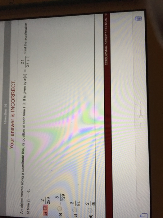Solved An Object Moves Along A Coordinate Line Its Position