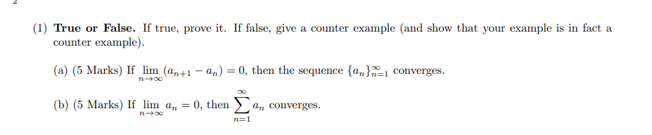 Solved 2 (1) True or False. If true, prove it. If false, | Chegg.com