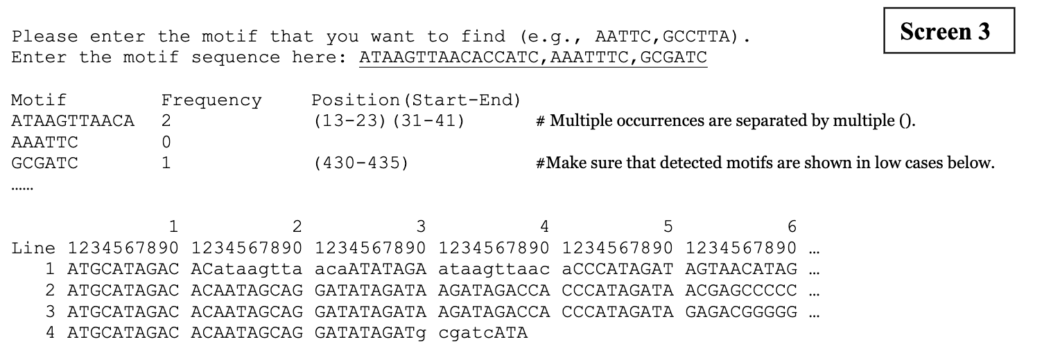 Solved This is in python def motif_finder(): This function | Chegg.com