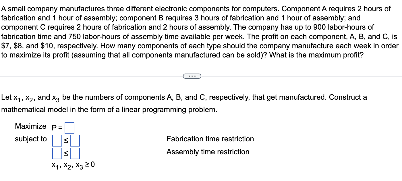 Solved A small company manufactures three different | Chegg.com