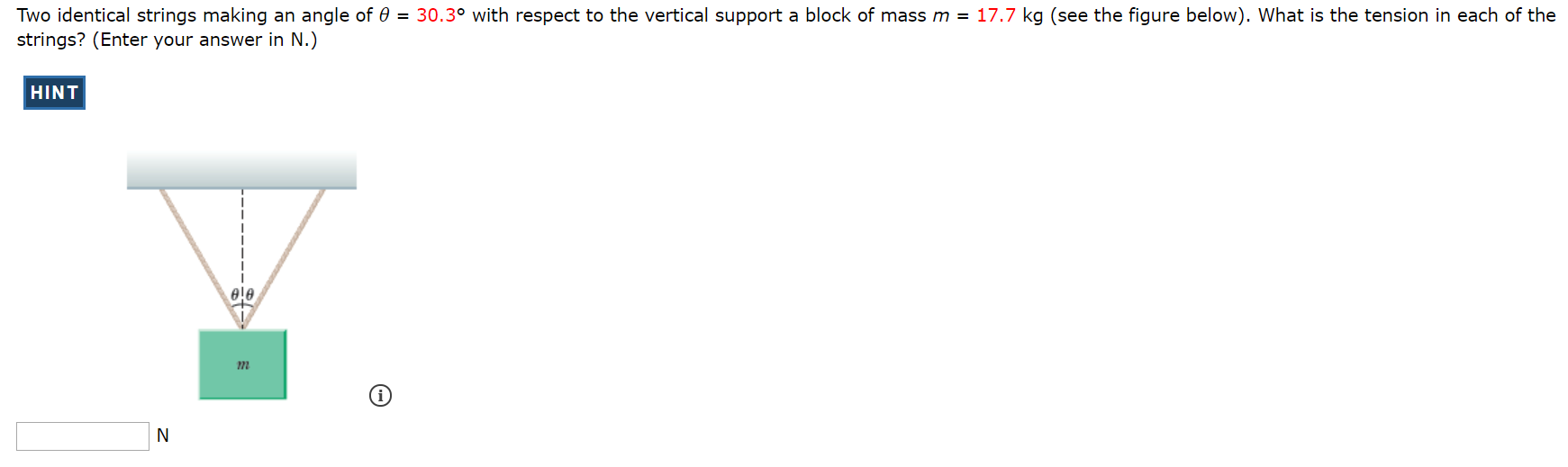 Solved Two identical strings making an angle of Q = 30.3° | Chegg.com