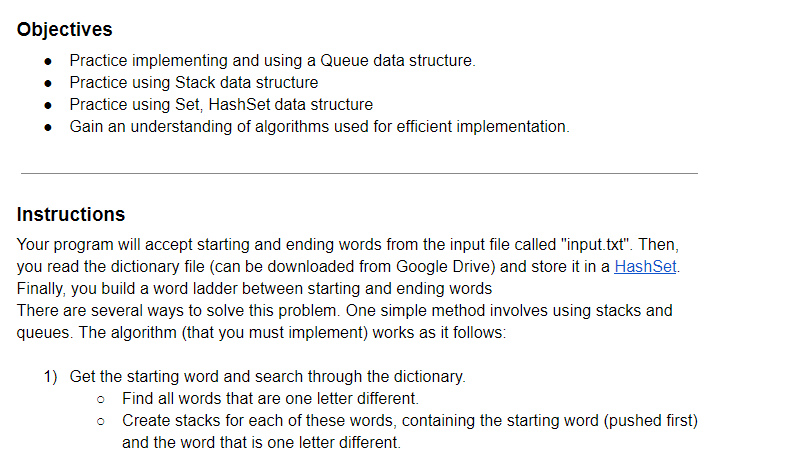 Objectives Practice implementing and using a Queue | Chegg.com