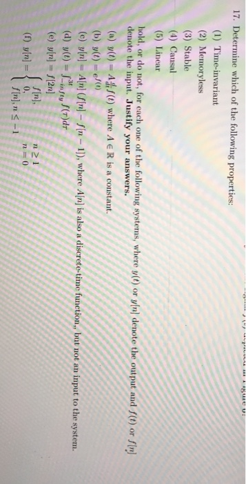 Solved 17. Determine which of the following properties: (1) | Chegg.com