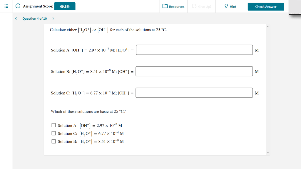 Solved Assignment Score: 69.8% Resources Give Up Hint Check | Chegg.com