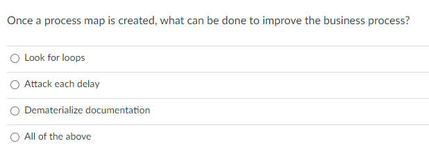 Solved Once a process map is created, what can be done to | Chegg.com