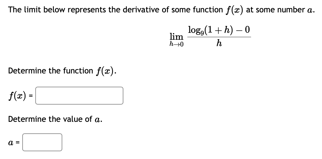 Solved The limit below represents the derivative of some | Chegg.com