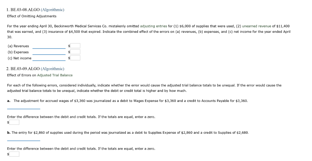 Solved 1. BE.03-08.ALGO (Algorithmic) Effect of Omitting | Chegg.com