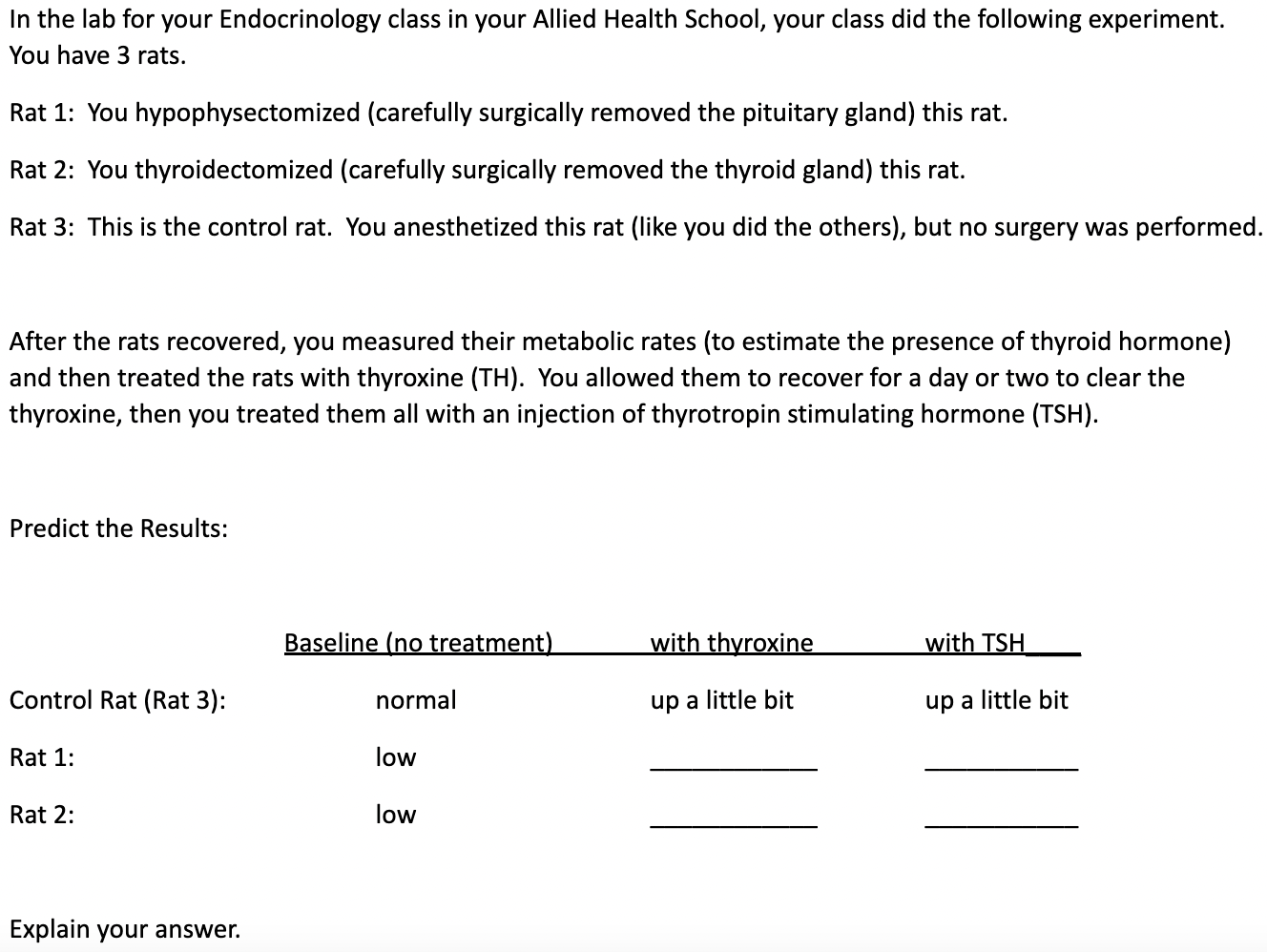 Solved In the lab for your Endocrinology class in your | Chegg.com
