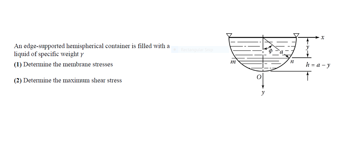 Solved x Rectangular Shije An edge-supported hemispherical | Chegg.com