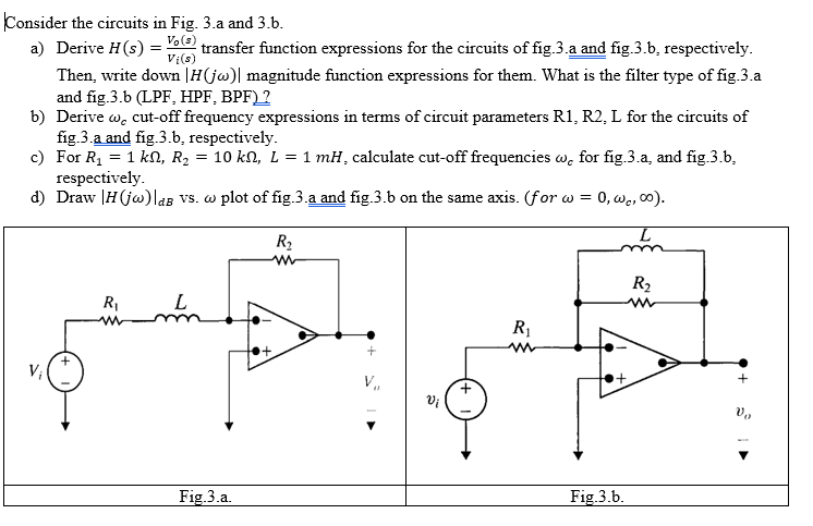 Solved Consider the circuits in Fig. 3.a and 3.b. a) Derive | Chegg.com