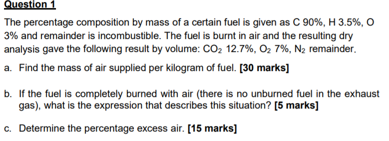 Solved Question 1 The percentage composition by mass of a | Chegg.com