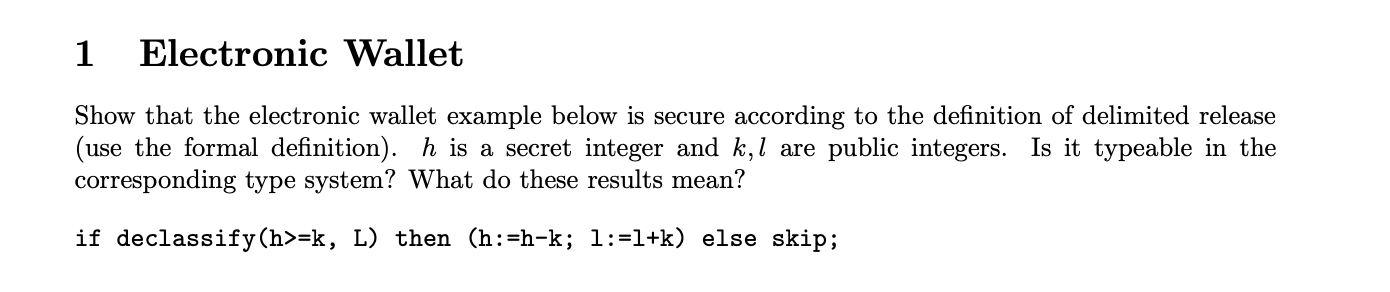 Solved 1 Electronic Wallet Show that the electronic wallet | Chegg.com