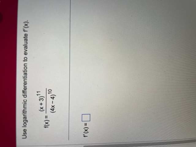 Solved Use logarithmic differentiation to evaluate f′(x). | Chegg.com