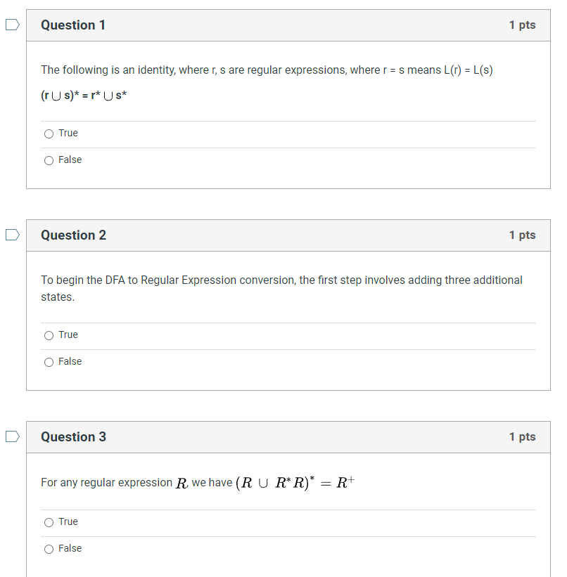 Solved Question 1 1 pts The following is an identity, where | Chegg.com
