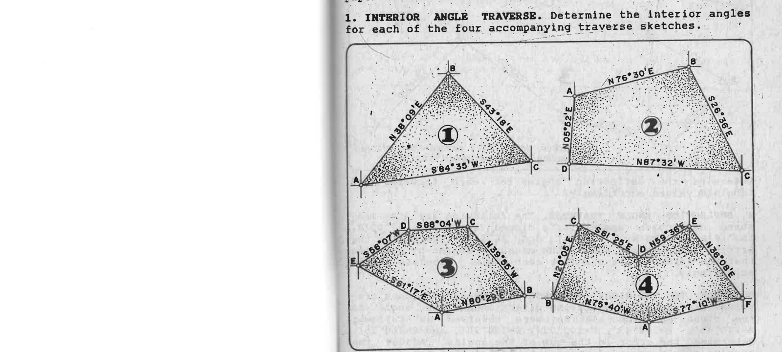 Solved 1. INTERIOR ANGLE TRAVERSE. Determine the interior | Chegg.com