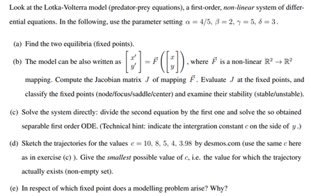 Solved Look at the Lotka-Volterra model (predator-prey | Chegg.com