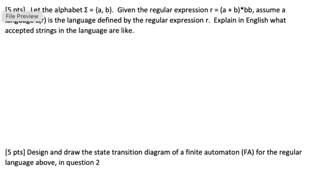 Solved let the alphabet Σ={a,b}. ﻿Given the regular | Chegg.com
