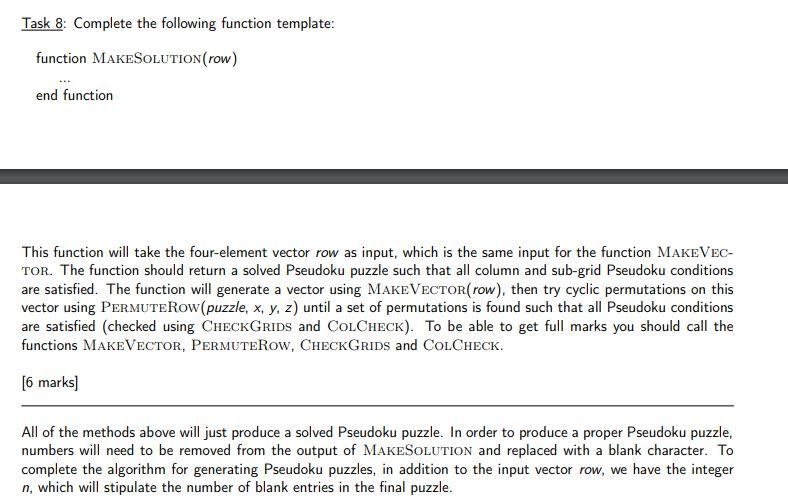 Solved Task 8: Complete the following function template: | Chegg.com