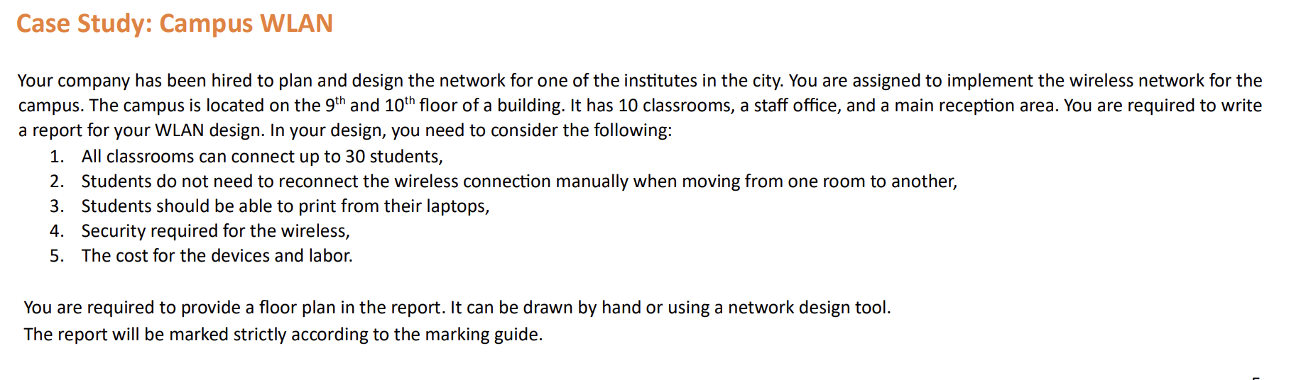 Solved Case Study: Campus WLAN Your company has been hired | Chegg.com