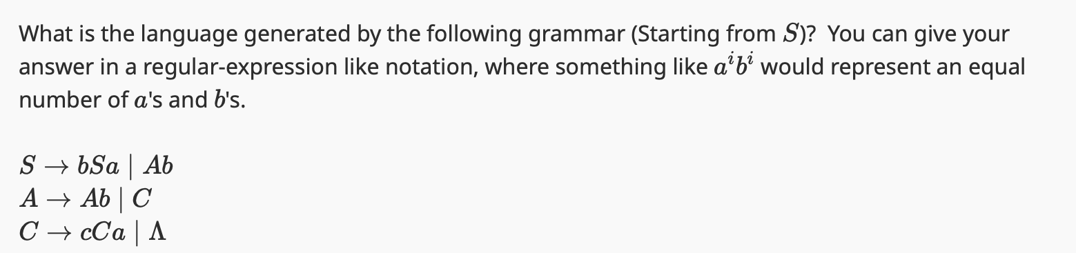 Solved What is the language generated by the following | Chegg.com