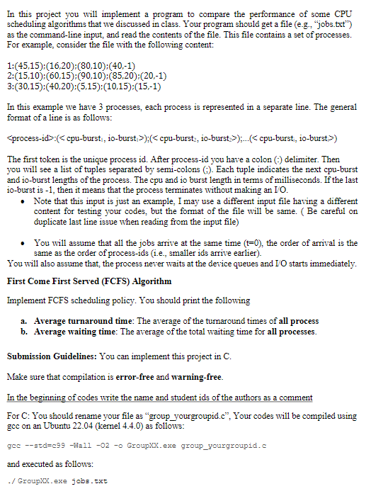 Solved In this project you will implement a program to | Chegg.com