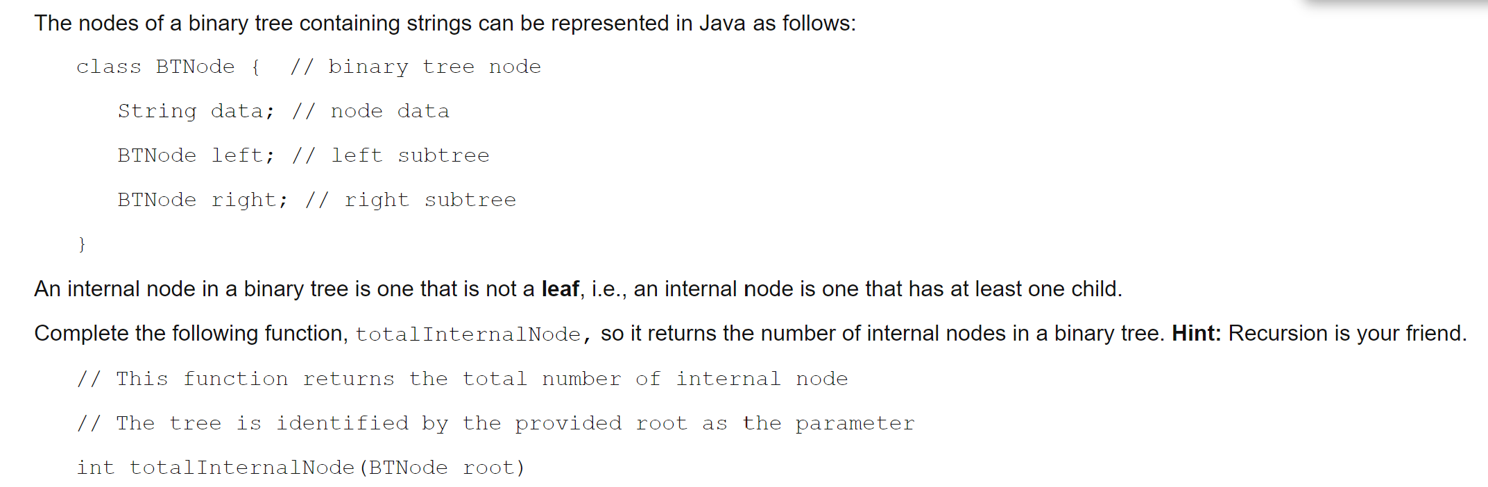 Solved The nodes of a binary tree containing strings can be | Chegg.com