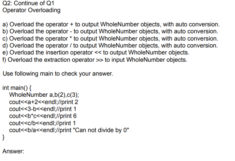 Solved a) Implement an abstract class Number. Implement | Chegg.com
