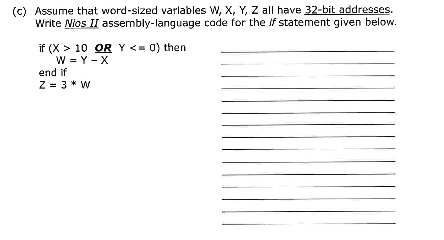Solved (c) Assume that word-sized variables W, X, Y, Z all | Chegg.com