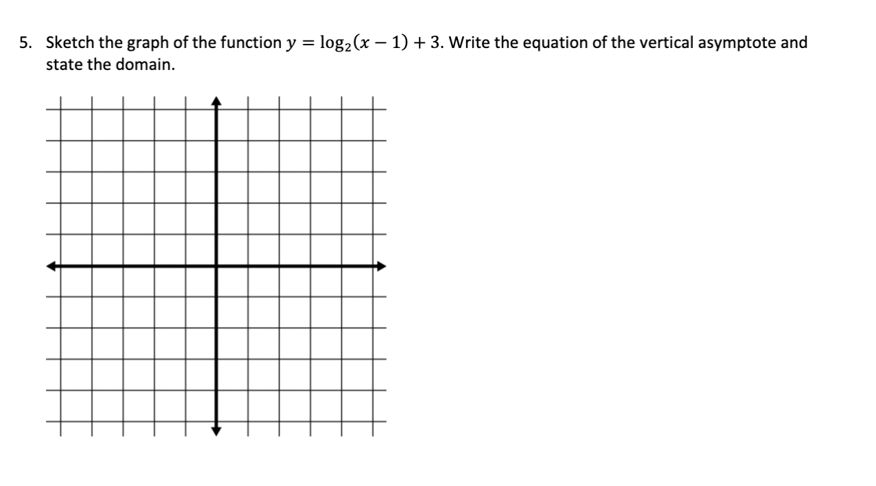 Solved 5. Sketch the graph of the function y=log2(x−1)+3. | Chegg.com