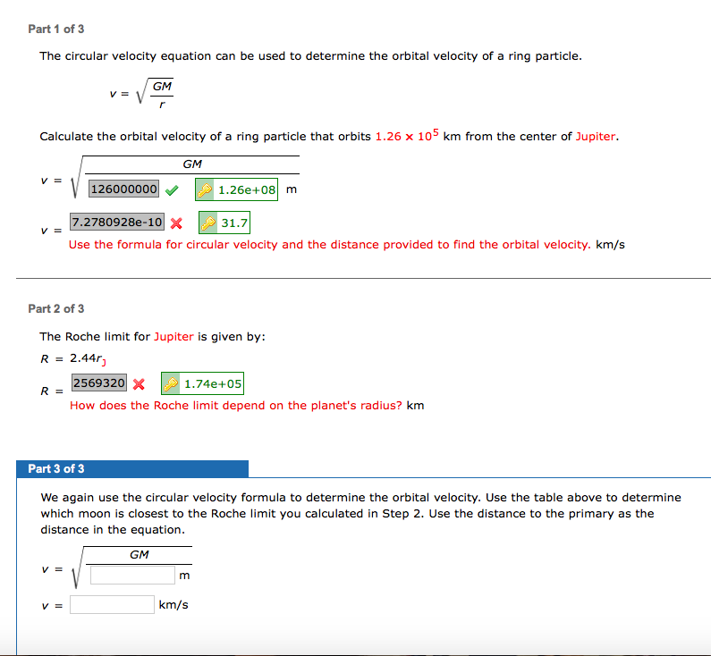 Solved Part 1 of 3 The circular velocity equation can be | Chegg.com Solved Part 1 of 3 The circular velocity equation can be | Chegg.com
