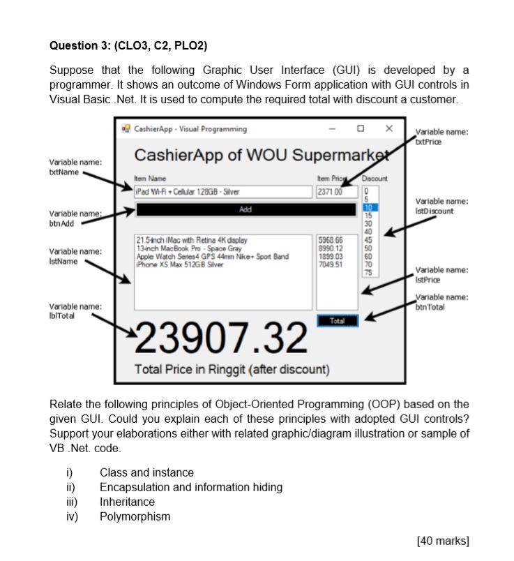 Solved Question 3: (CLO3, C2, PLO2) Suppose that the | Chegg.com