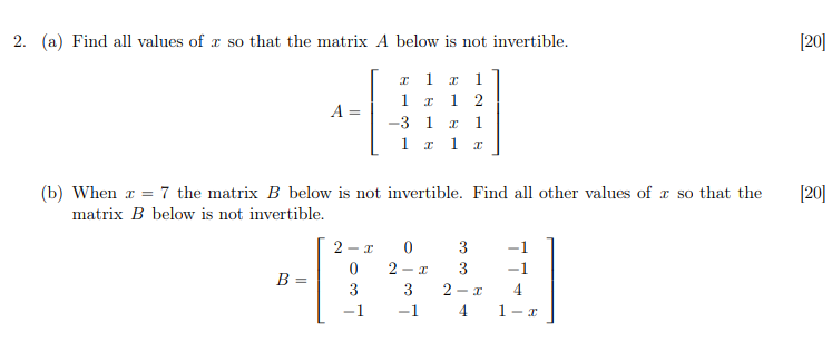 Solved 2. (a) Find all values of r so that the matrix A | Chegg.com