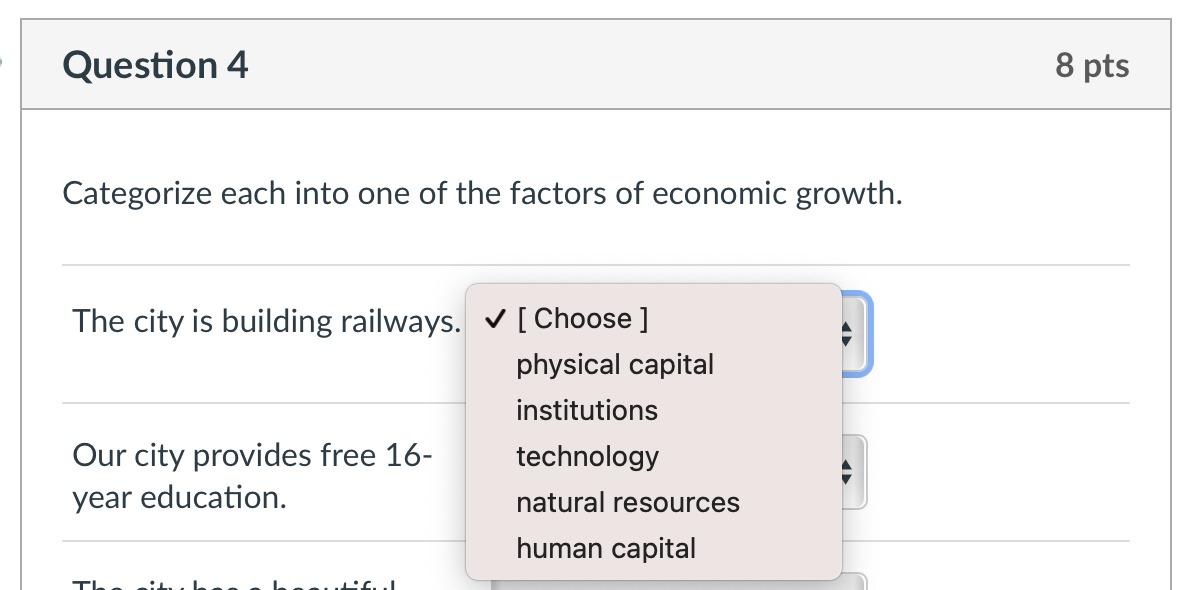 Solved Categorize each into one of the factors of economic | Chegg.com