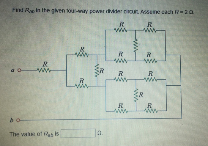 Solved Find Rab in the given four-way power divider circuit. | Chegg.com Solved Find Rab in the given four-way power divider circuit. | Chegg.com
