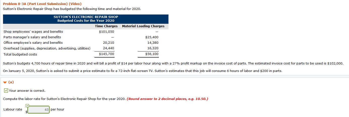 Solved Problem 8-3A (Part Level Submission) (Video) Sutton's | Chegg.com