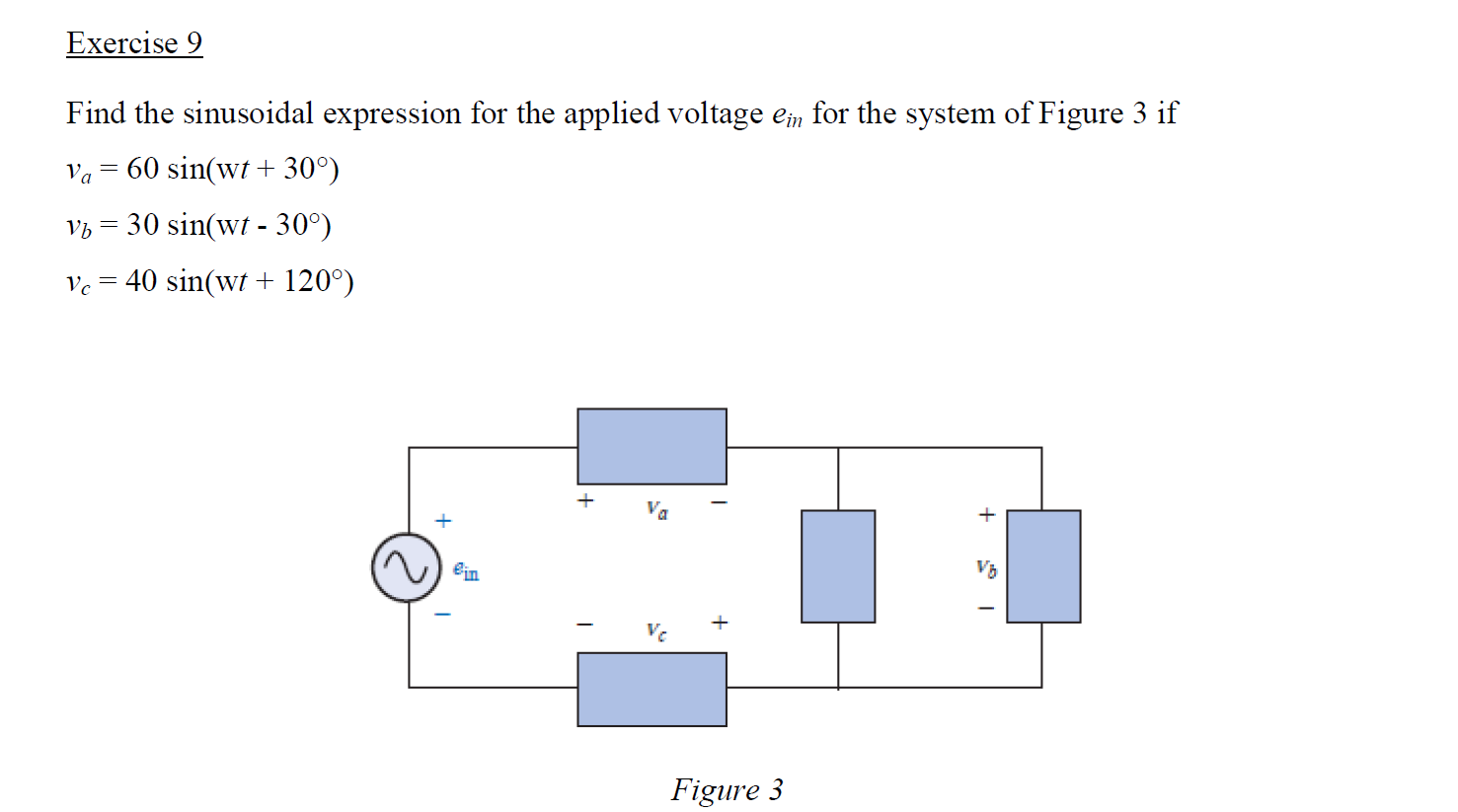 Solved Exercise 9 Find the sinusoidal expression for the | Chegg.com