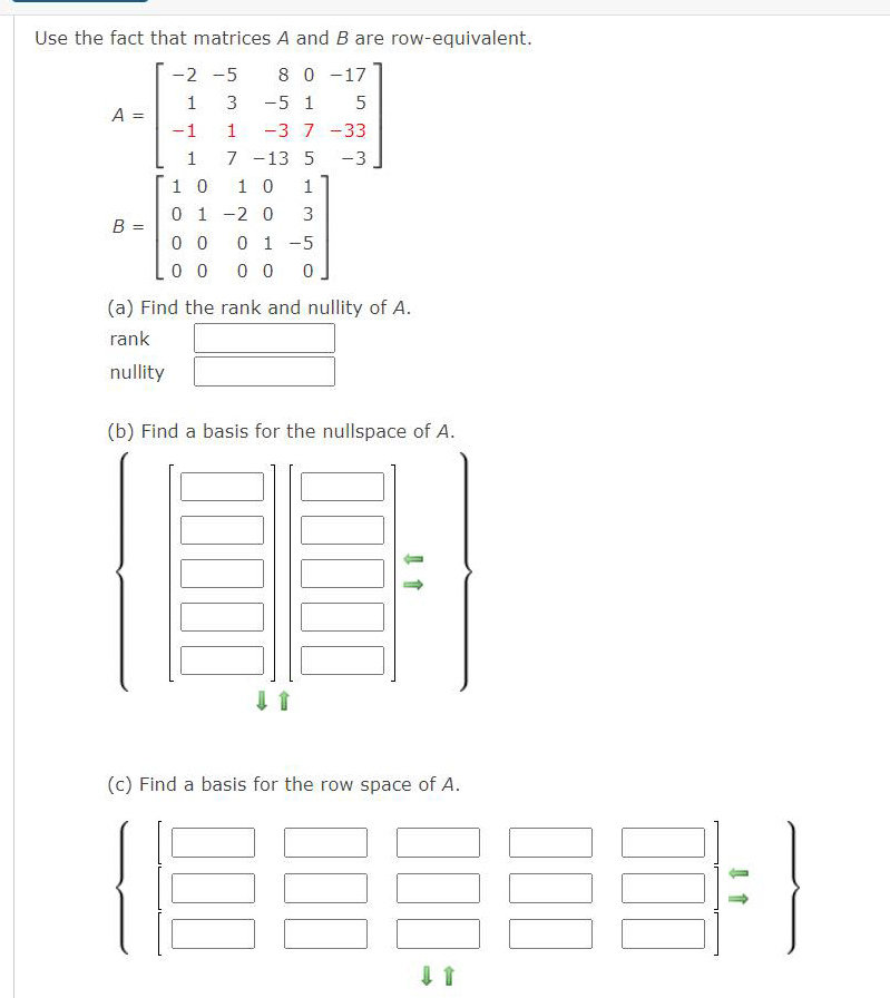 Solved Use the fact that matrices A and B are | Chegg.com