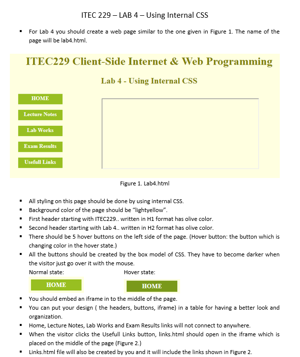 Solved ITEC 229 - LAB 4 -Using Internal CSS For Lab 4 you | Chegg.com