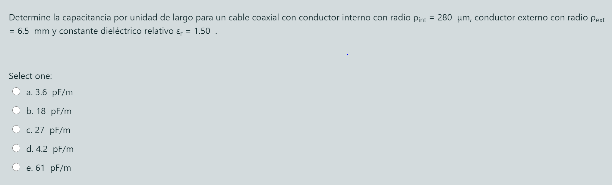 Solved Determine the capacitance per unit length for a | Chegg.com