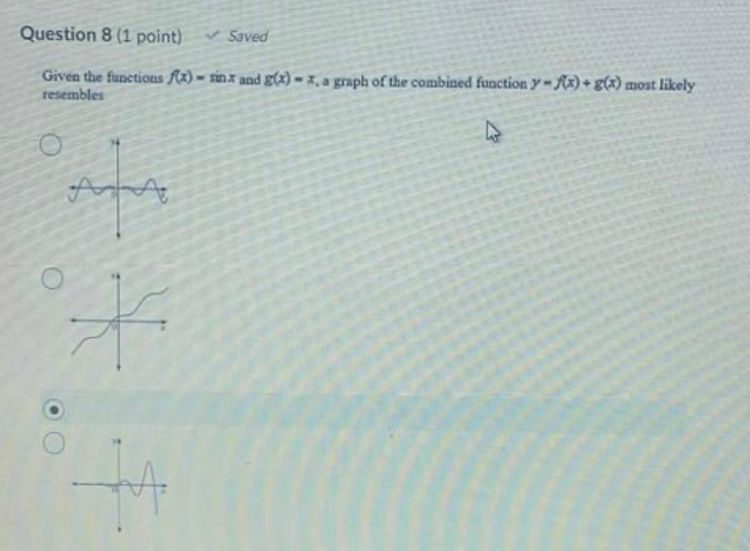 Solved Question 8 (1 point) Saved Given the functions fx) - | Chegg.com
