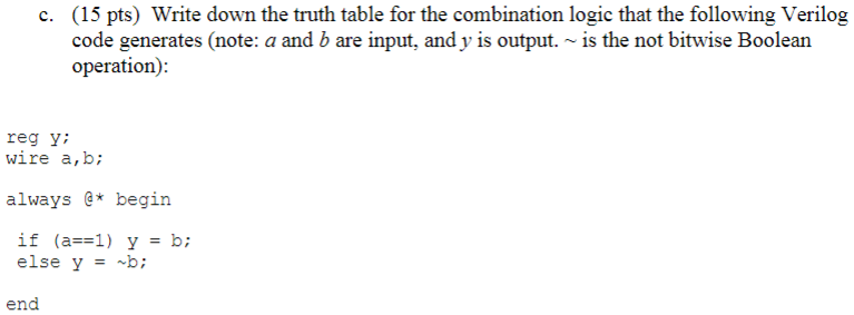 Solved c. (15 pts) Write down the truth table for the | Chegg.com