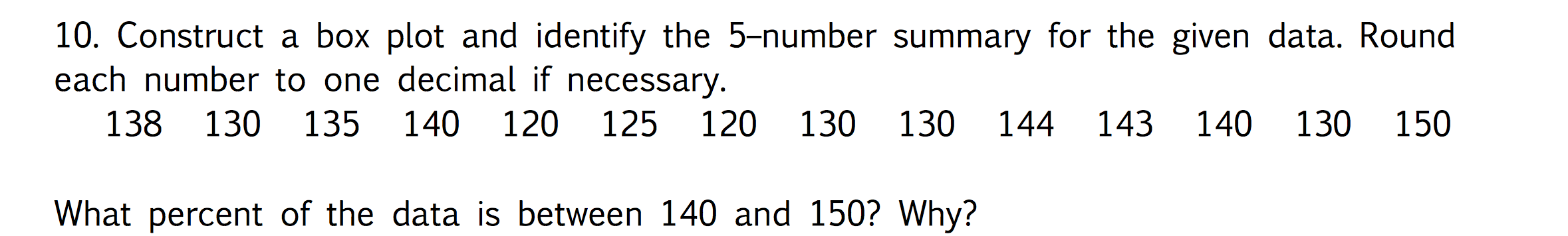 Solved 10. Construct a box plot and identify the 5-number | Chegg.com