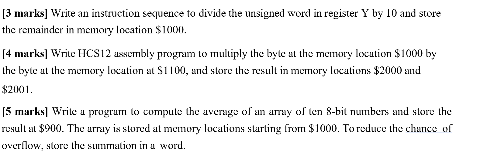 Solved [3 ﻿marks] ﻿Write an instruction sequence to divide | Chegg.com